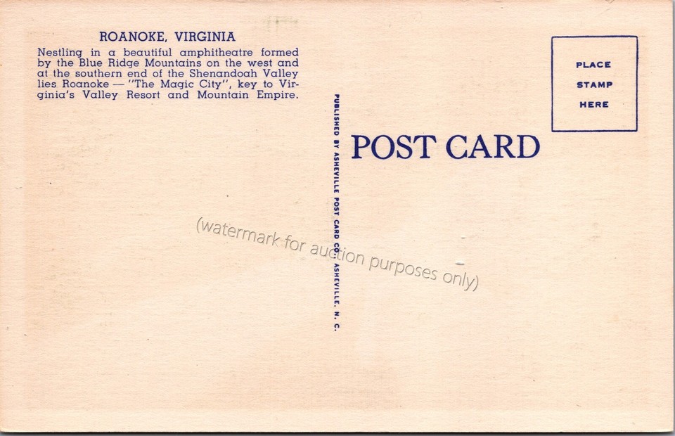 Roanoke, VA: Moonlight Scene Of Loop On Mill Mountain - Vtg Virginia ...