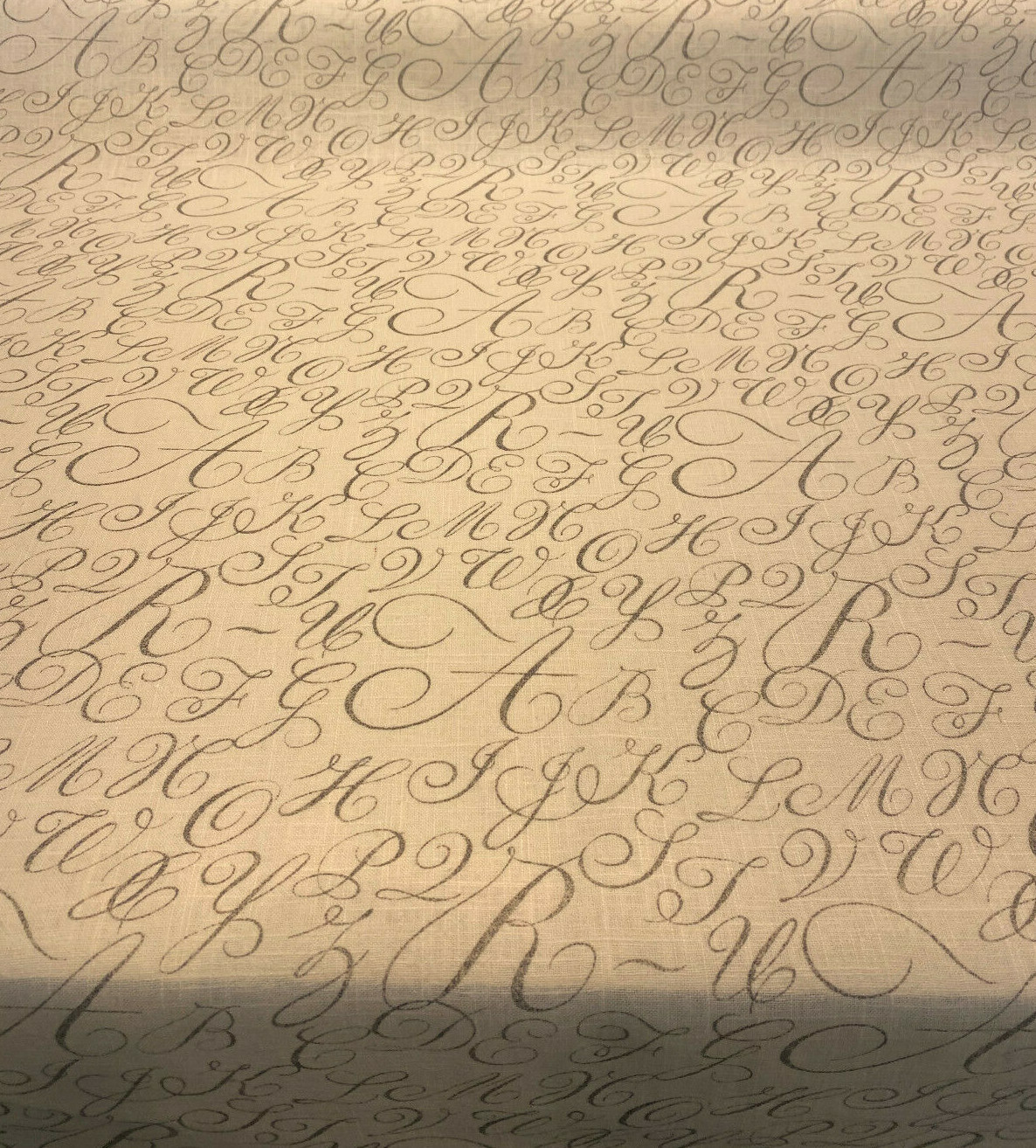 Waverly Writing Linen Cursive Caps Silver Fabric By the Yard | eBay