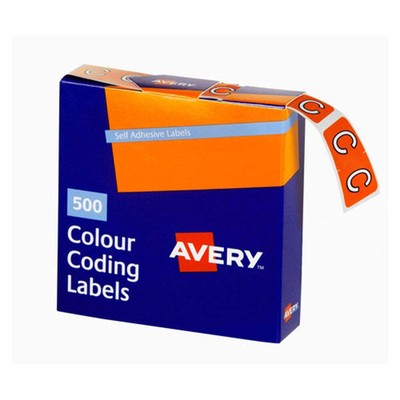Avery orange C Side Tab Colour Coding Label Self Adhesive Pack of 500 ...