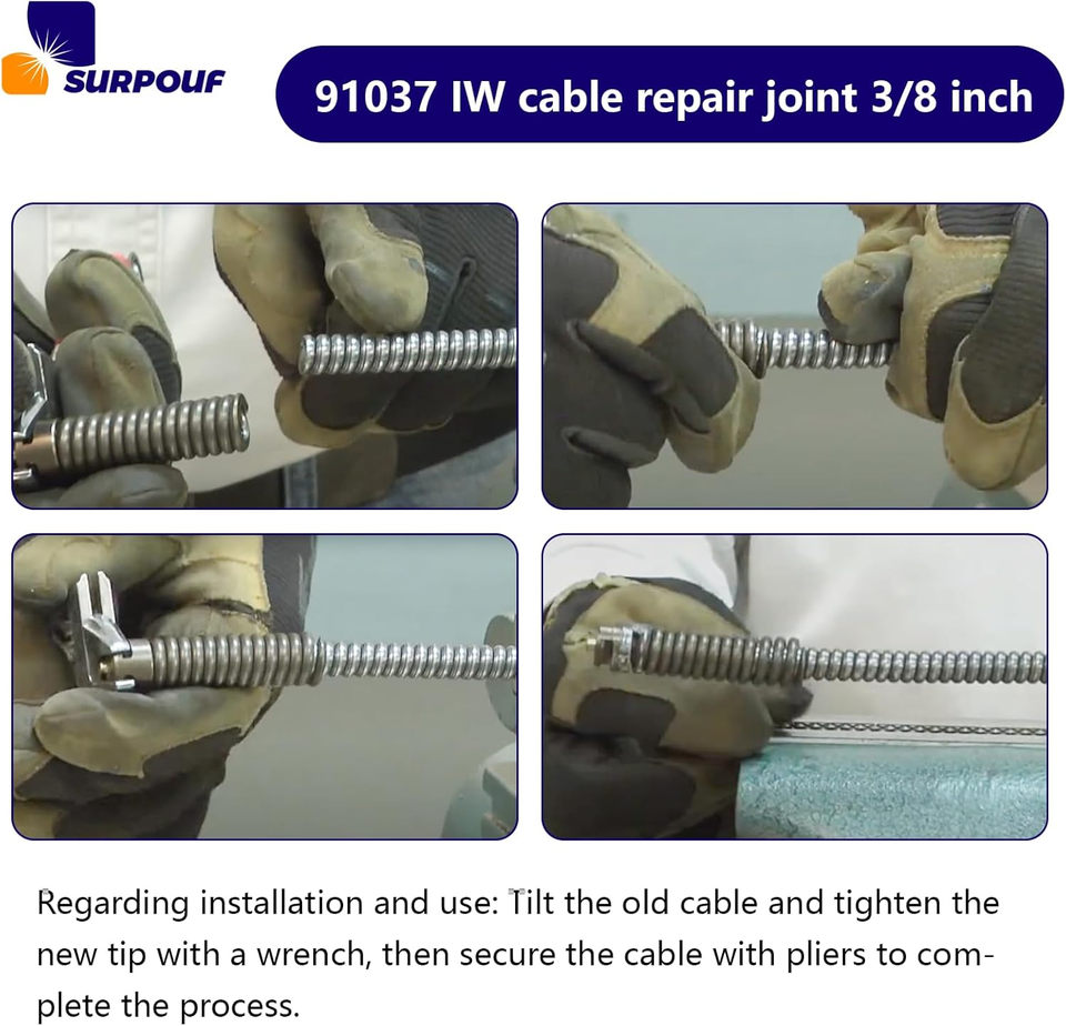91037 IW Cable Repair Coupling 3/8-Inch Compatible with RIDGID Drain ...