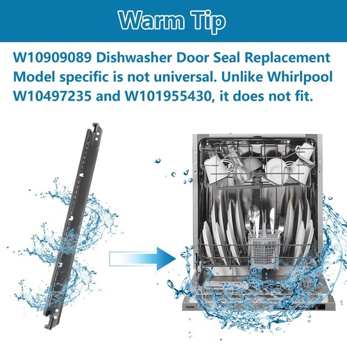 W10909089 AP6034205 Dishwasher Lower Door Seal for Whirlpool Admiral ...