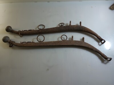 Vintage Pair 2 Horse Mule Metal Iron 30” Harness Oxen Ox Yoke Harness ...