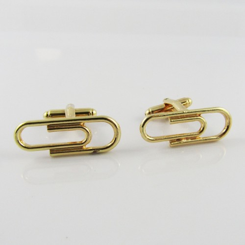 Paperclip Cufflinks Office Work Stationery Gold Brass FREE Black Gift ...