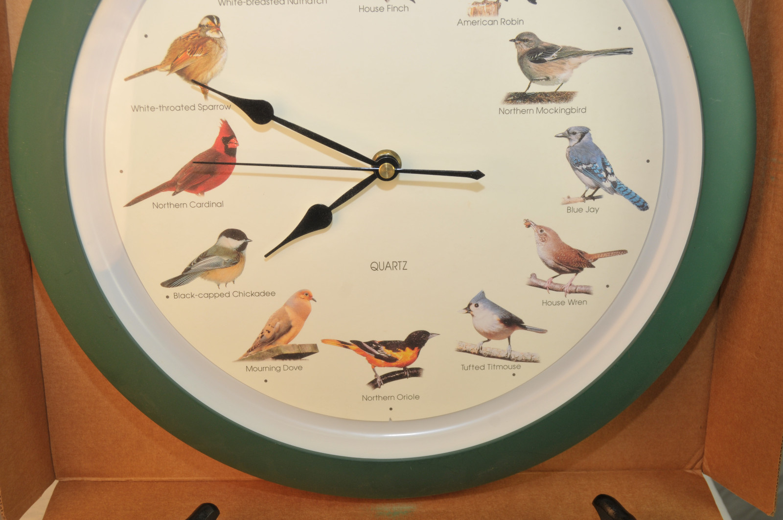 Singing Bird Clock Round 13 Inch Green Trim 12 Birds Mark Feldstein | eBay