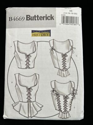 BUTTERICK PATTERN 4669 CORSETS HISTORICAL COSTUME MISSES SIZES 14 16 18 ...