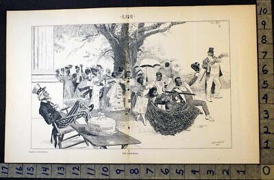 1904 POLITICAL UNCLE SAM CAKE-WALK CHARLES BROUGHTON ART SATIRE PRINT ...