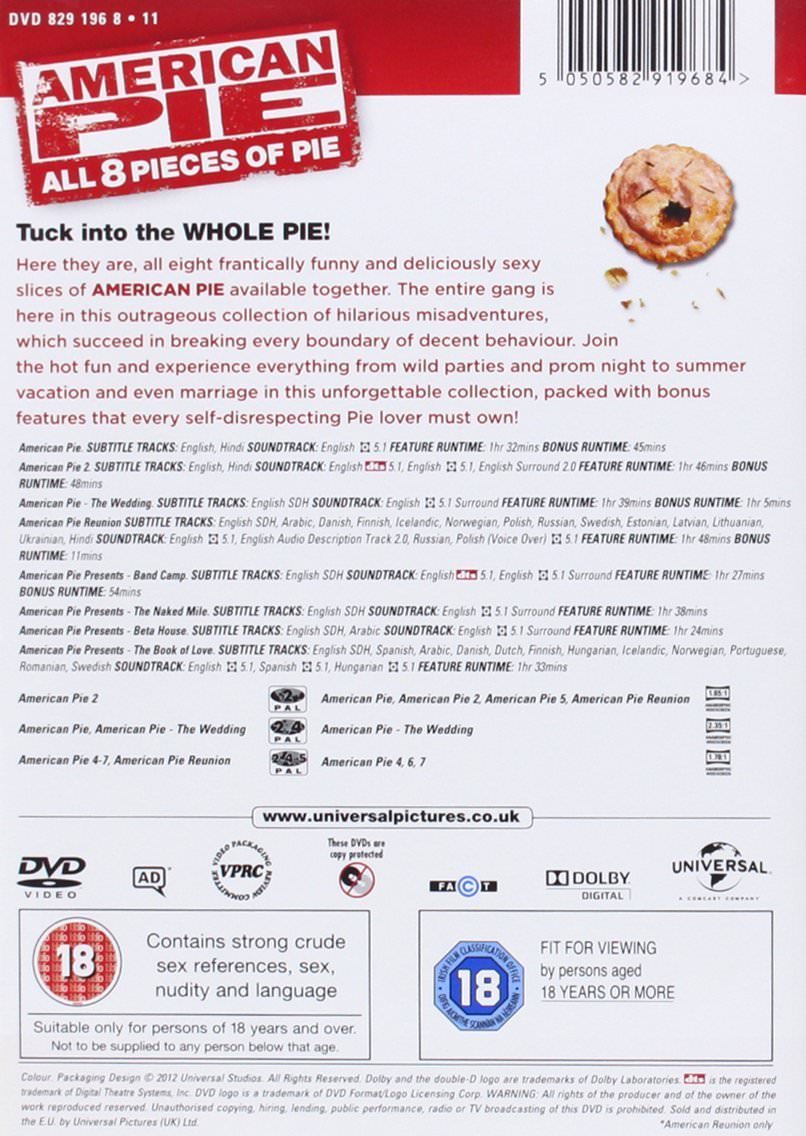 AMERICAN PIE - COMPLETE COLLECTION 1 2 3 4 5 6 7 & 8 **BRAND NEW DVD ...