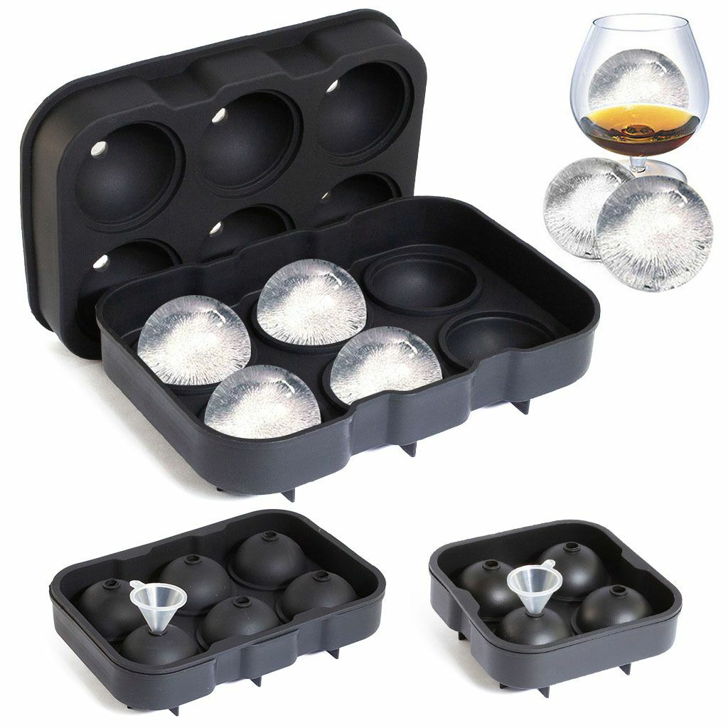 Round Ice Cube Ball Maker Tray Silicone Sphere Mold Bar Whiskey ...