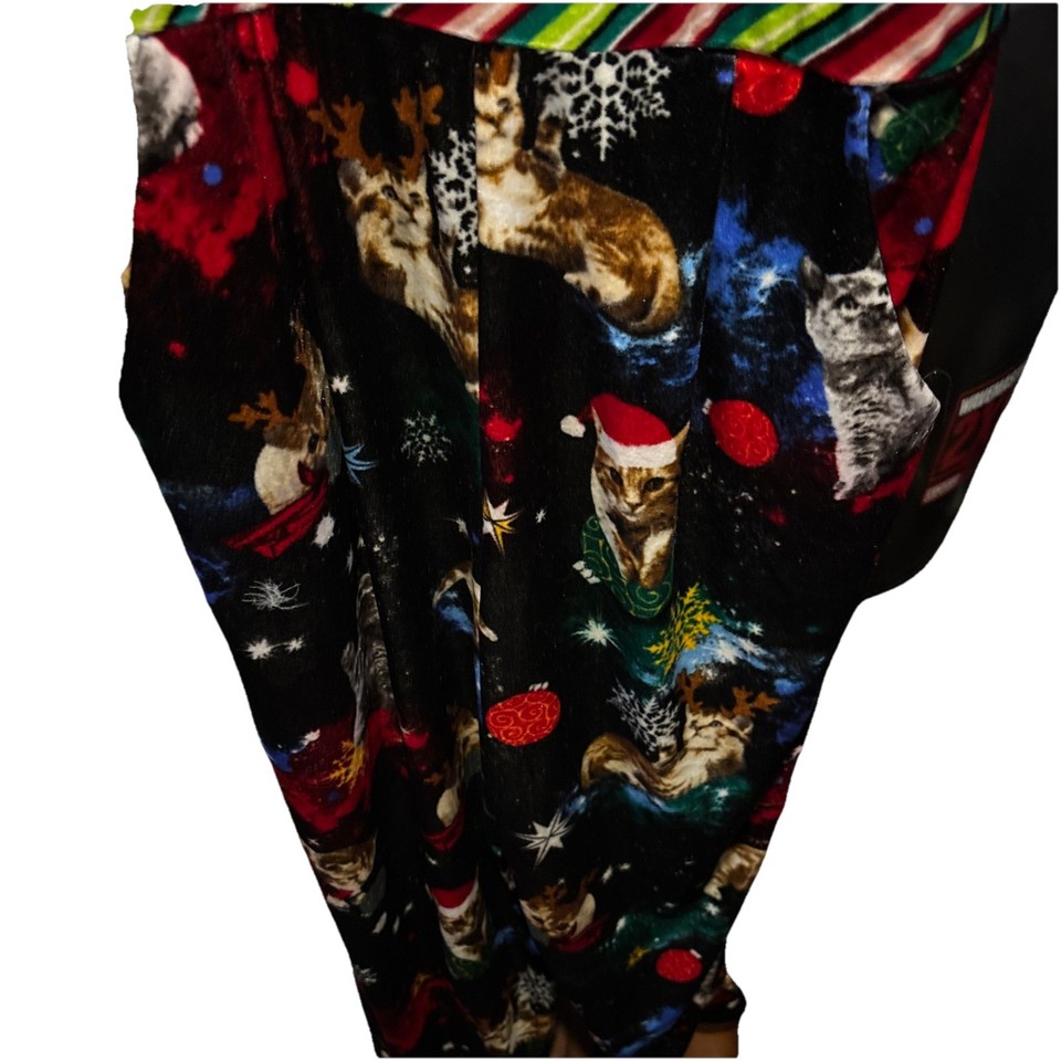 Christmas Cat Jumper Overall Bibs Velvet Feel One Piece Pants L Festive ...