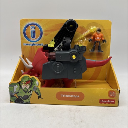 Fisher Price IMAGINEXT RED Triceratops Battle Armor Dinosaur NEW 2013 ...