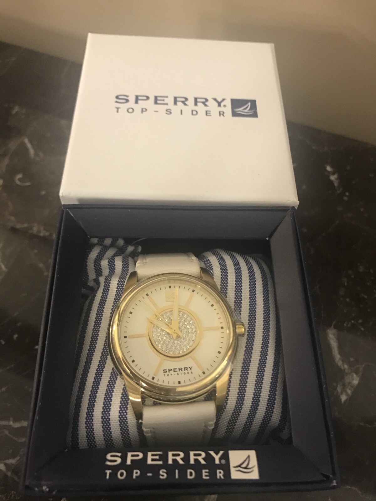 NEW SPERRY Top-Sider Quartz Watch Womens Crystal & Gold Ship Wheel ...