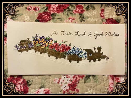 Vintage Greeting Card Nostalgia Steam Train Floral Congratulations Luck ...
