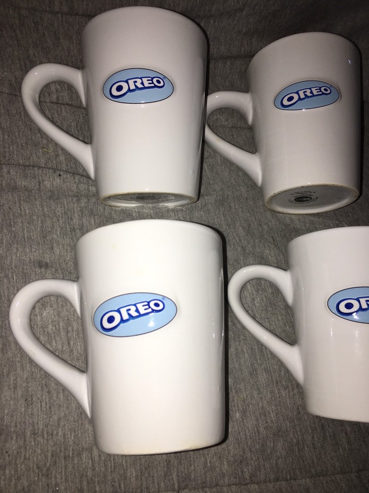 Lot of 4 OREO Cookie Logo White Ceramic COFFEE Mug Cup Great for ...