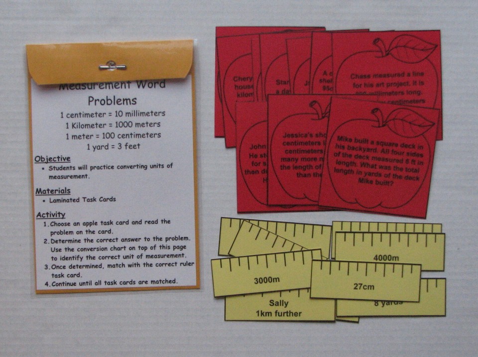 Teacher Made Math Learning Resource Center Game Measurement Word ...