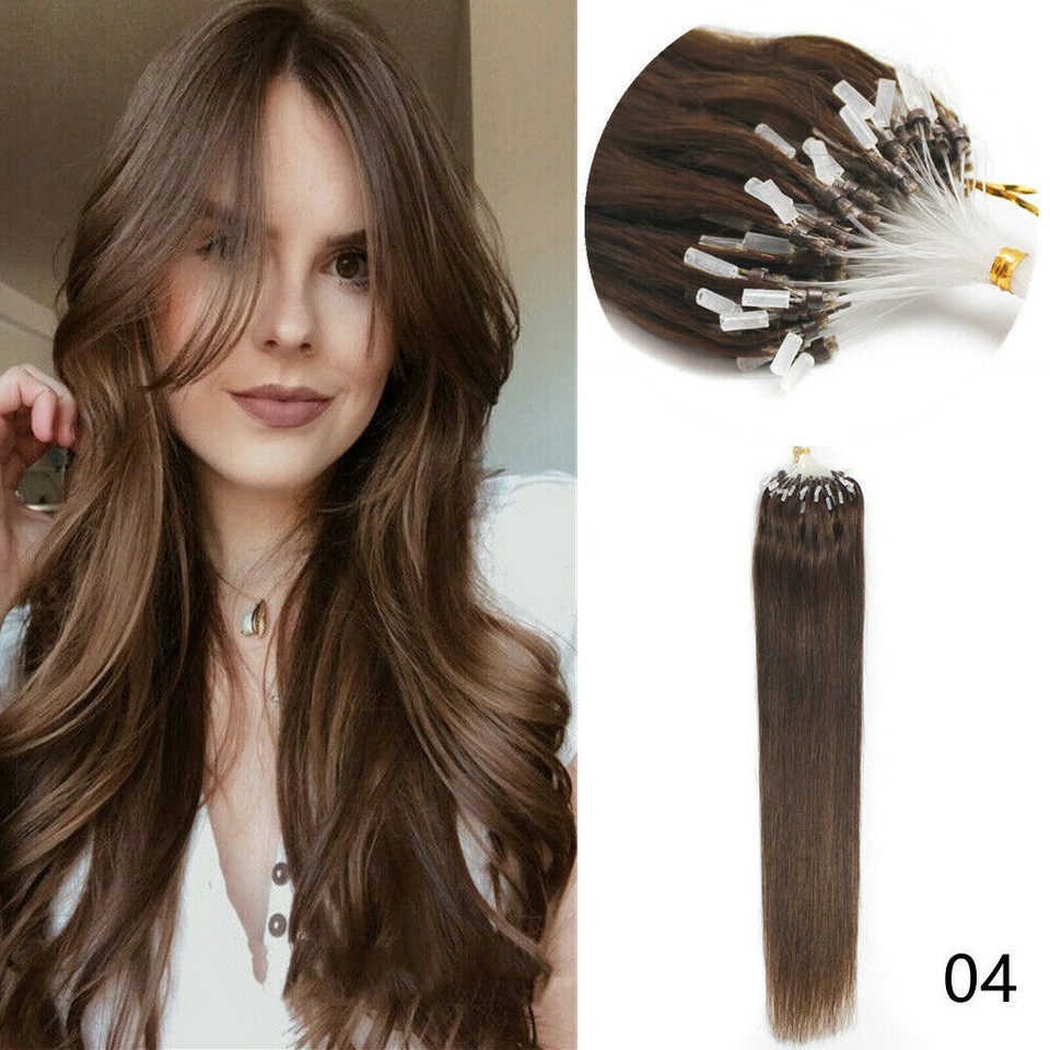 Micro Ring Loop Tip Remy Human Hair Extensions Straight Micro Beads ...