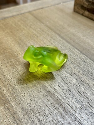 Daum France Tree Frog w/ Baby Frog Crystal Collectible Figurine Bright ...