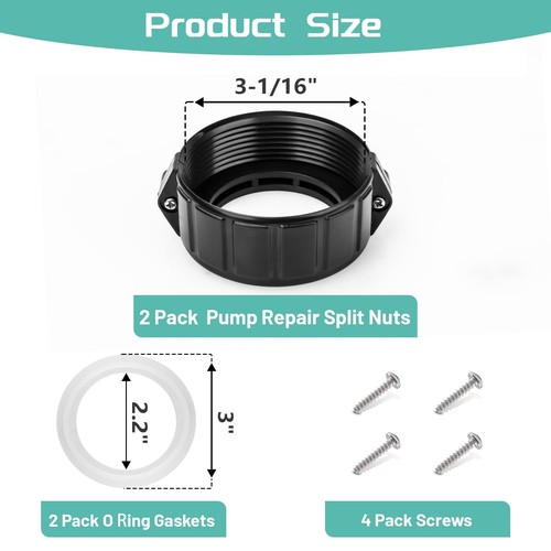 2 Spa Hot Tub Heater Pump Union Split Nut with Screw Heater Gasket and O-Rings | eBay