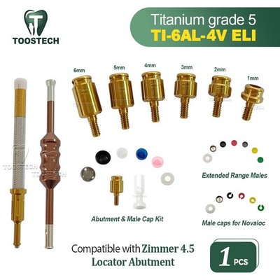 Dental Locator Overdenture Abutment Male Cap kit fits to Zimmer TSV 4.5 ...