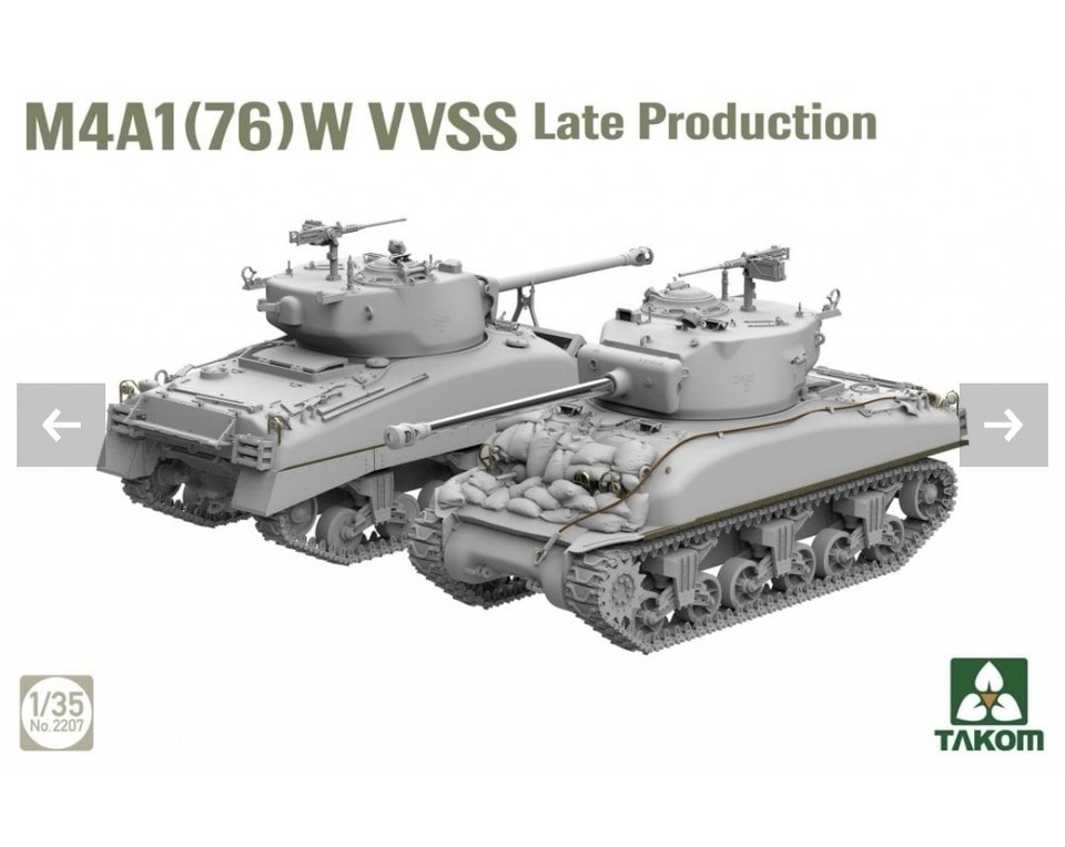 Takom M4A1(76w) VVSS Sherman Late Production 1/35 Scqle Model Kit ref ...