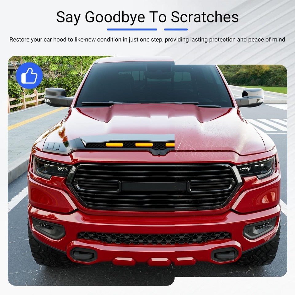 For 2019-2026 Dodge RAM 1500 Hood Protector with LED Light Hood ...