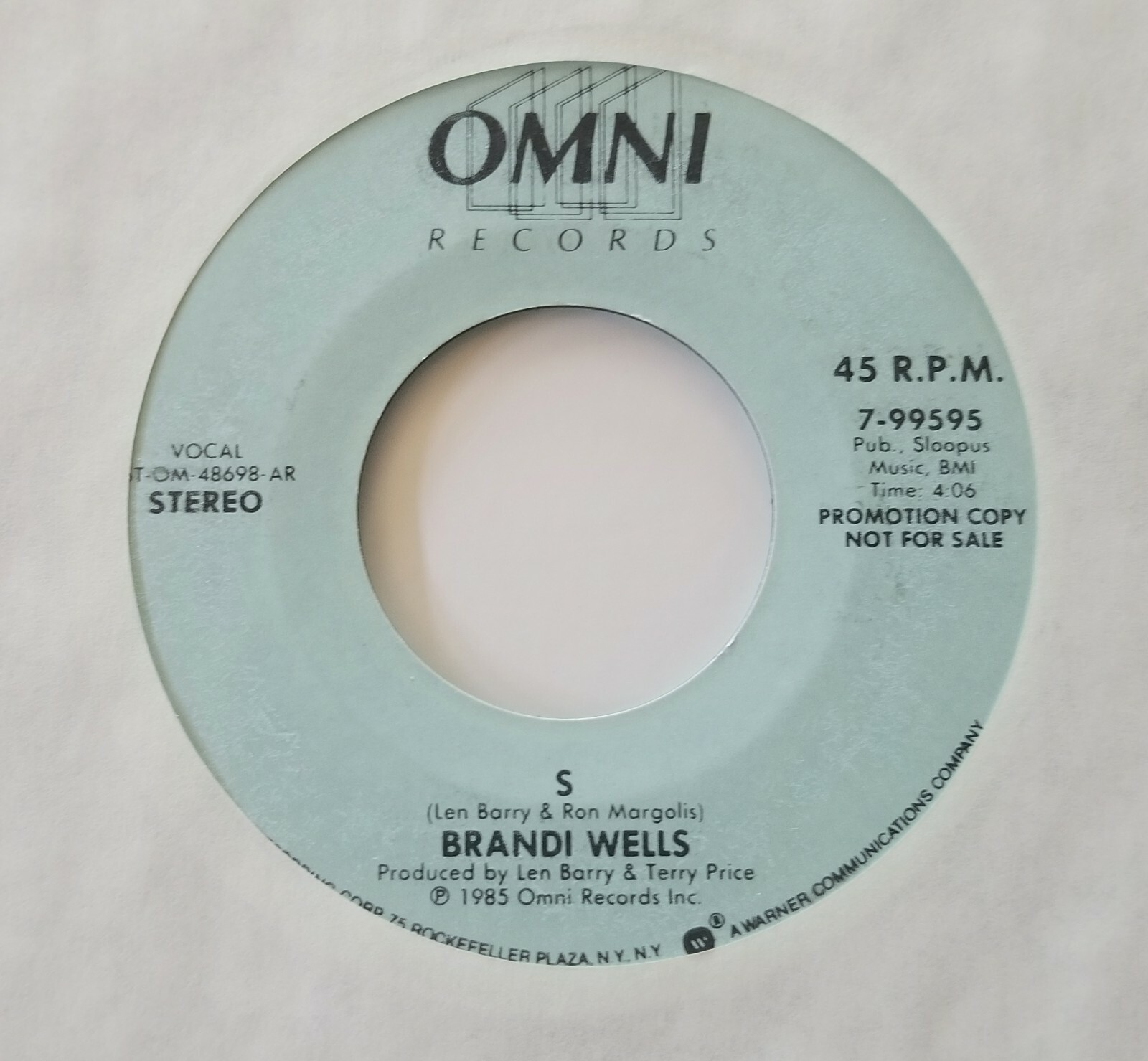 Brandi Wells ‎: S (Promo 45) Omni 1985 Electronic Funk Soul | eBay