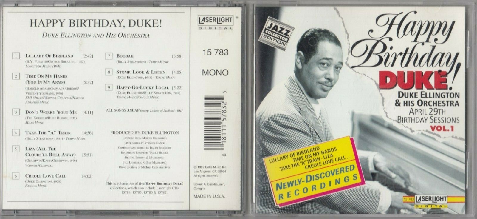 Duke Ellington - Happy Birthday, Duke! The Birthday Sessions Vol 1 CD ...