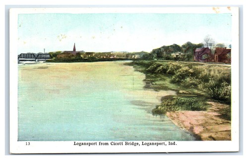 LOGANSPORT, IN Postcard- LOGANSPORT FROM CICOTT BRIDGE LOGANSPORT IND ...
