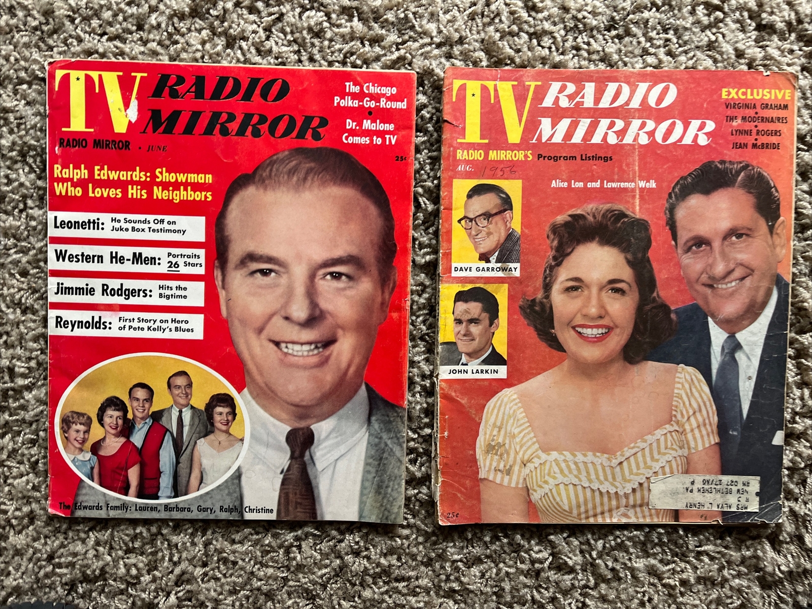 TV Radio Mirror Magazines 1956 - 59 Lawrence Welk, Eddie Fisher, Jimmie ...