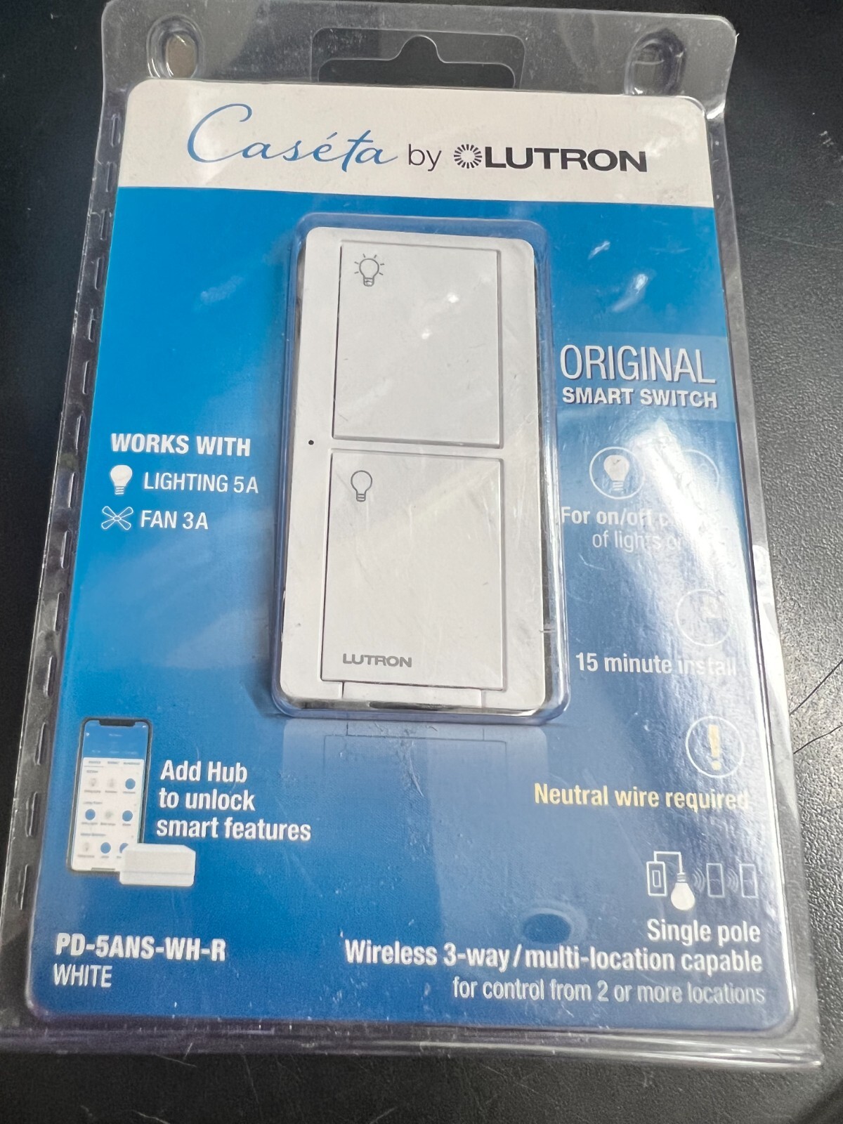 Lutron Caseta Wireless Switch (PD-5ANS-WH-R) White 7849 784276247849 | eBay