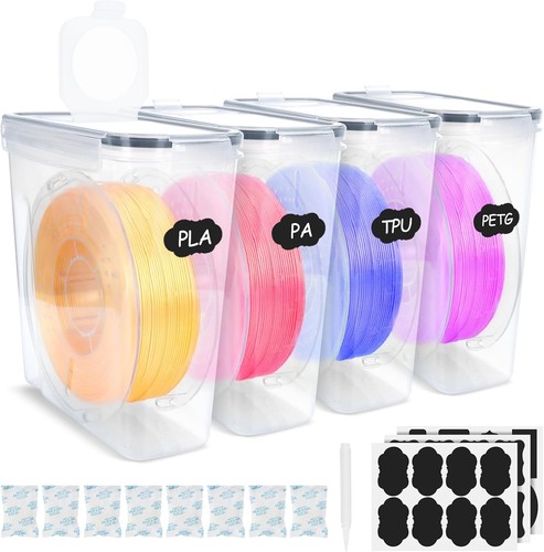 Filament Storage Box Kit- 4 Pack Filament Container with Desiccant ...