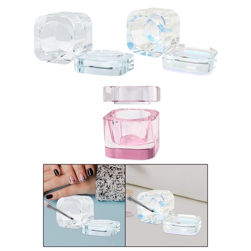 Nail Art Liquid Dappen Dish with Lid Damping Dapping Dish Bowl Cup for ...
