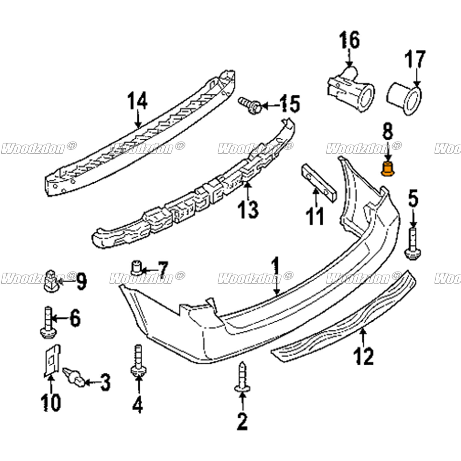 10 Bumper Grommet W/Sealer M4.8 (#10) Screw Nut Clip Fits For Nissan ...
