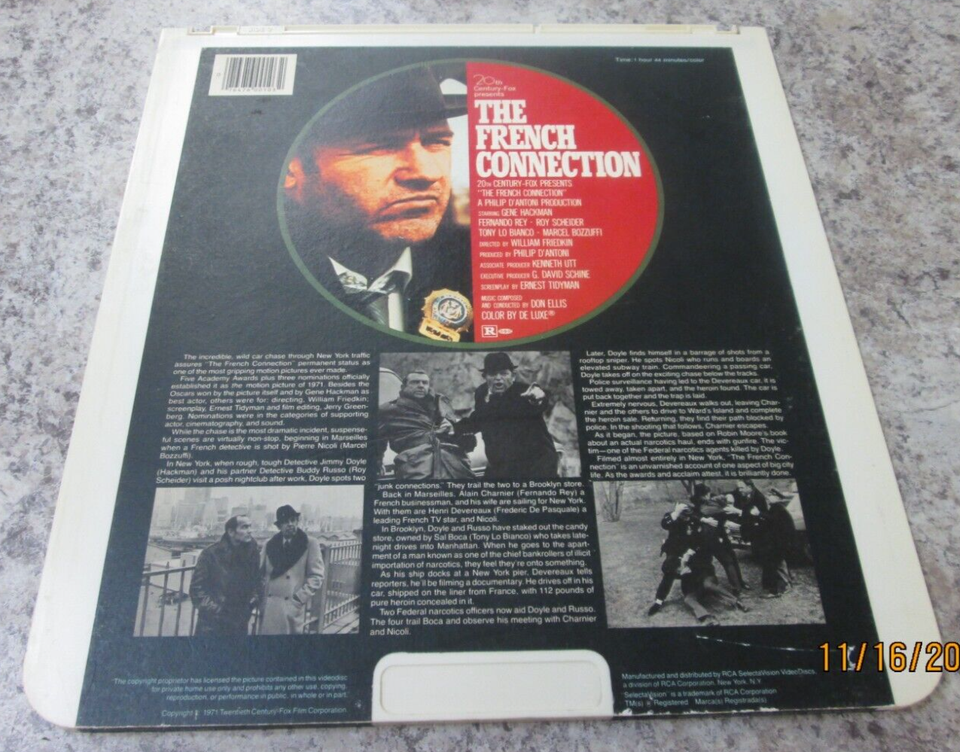THE FRENCH CONNECTION CED Capacitance Electronic Video Disc RCA ...
