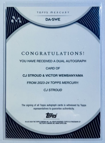 2023-2024 Topps Mercury Victor Wembanyama CJ Stroud Dual Auto ROY Wemby ...