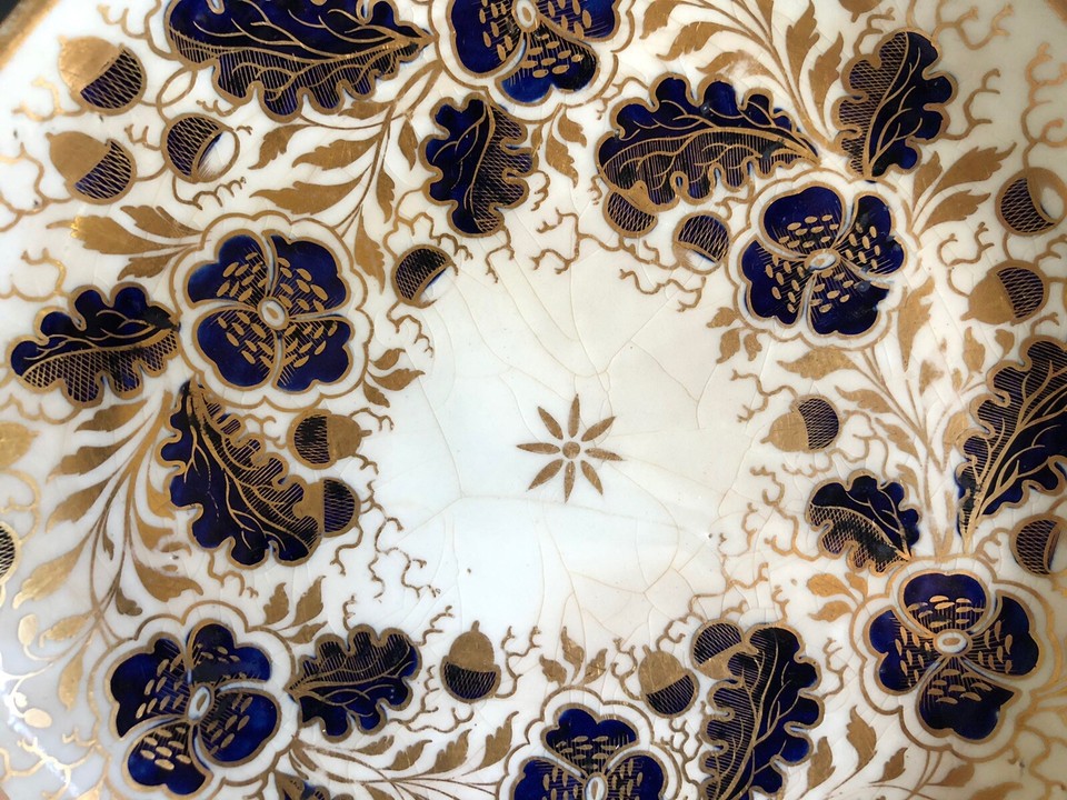 Antique Rare New Hall Pattern 562 Cobalt & Gilt Acorn Dish Circa 1795 ...