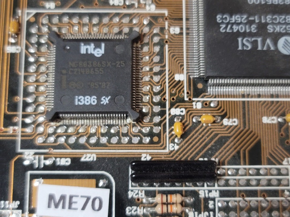 VLSI Motherboard, Intel i386 80386SX 25 CPU, 4MB RAM & Multifunction ...