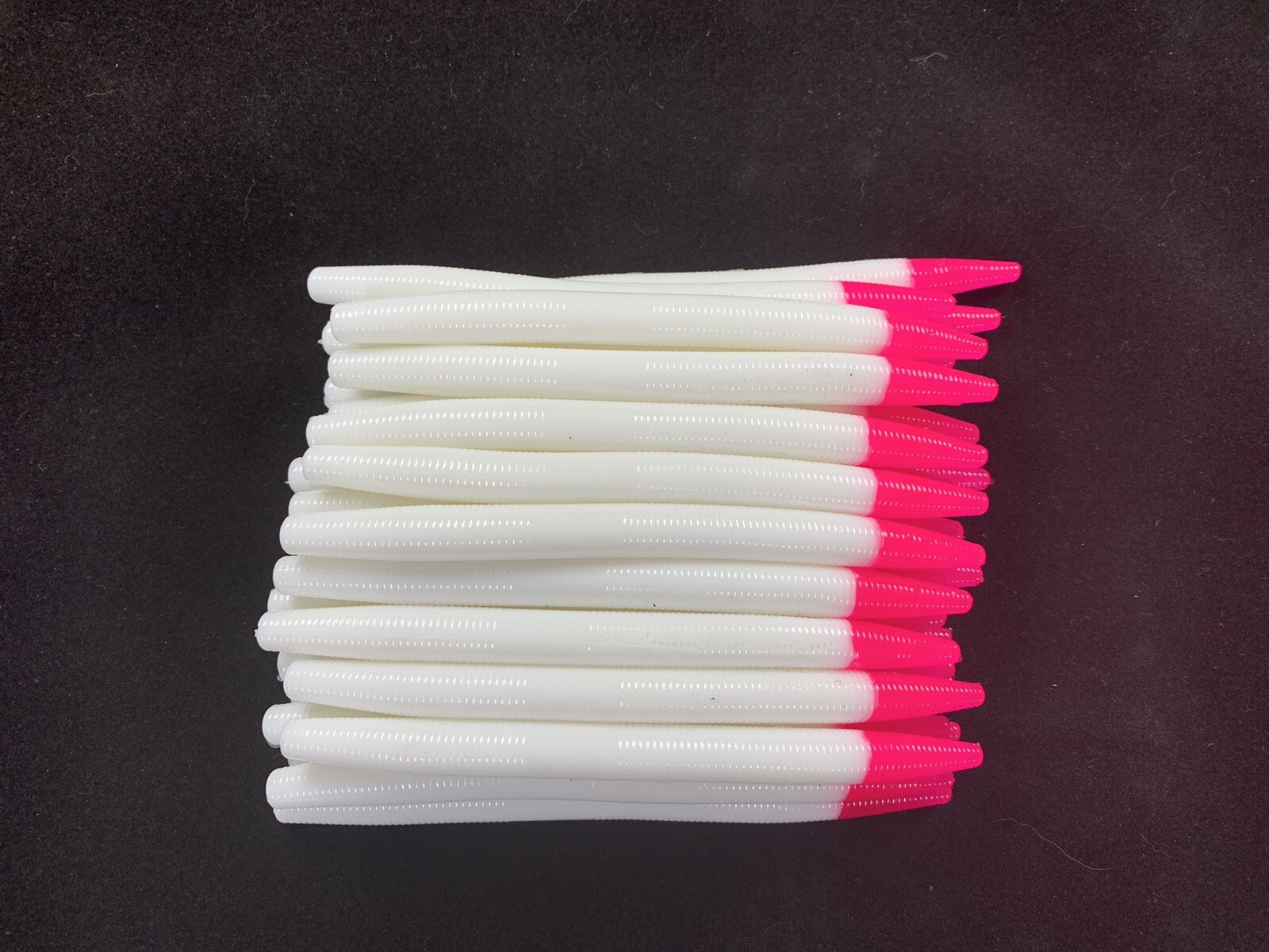 12ct 5-inch White Pearl Hot Pink Tail Senko Stick Soft Plastic Bass ...