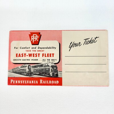 1952 Pennsylvania Railroad Ticket Folder Jacket Envelope PRR GG1 ...