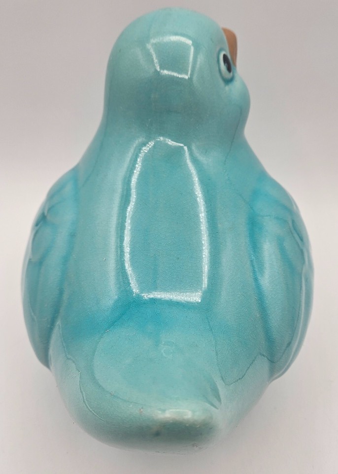 Large Teal Turquoise Ceramic Bird Figurine Bluebird Crackle Finish 7.25 ...
