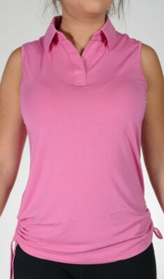 NWT Belyn Key Women's Drawstring Pink Sleeveless V jersey top small ...