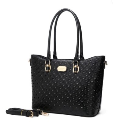 Premium Leather Black DESIGNER Pattern Handbag | eBay