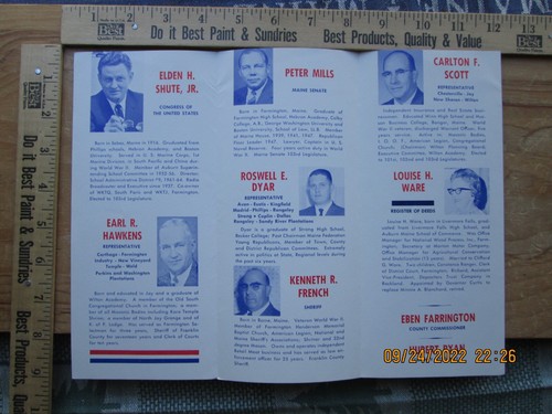 Vote maine republican candidates 1968 November 5th brochure | eBay