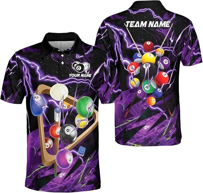 Custom Billiard Polo Shirt Personalized Team Name 8 Ball Shirt ...