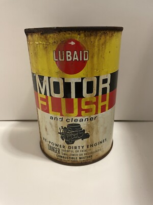 Vintage LUBAID Motor Flush Oil 1 Quart Metal Can Gas Station Sign empty ...