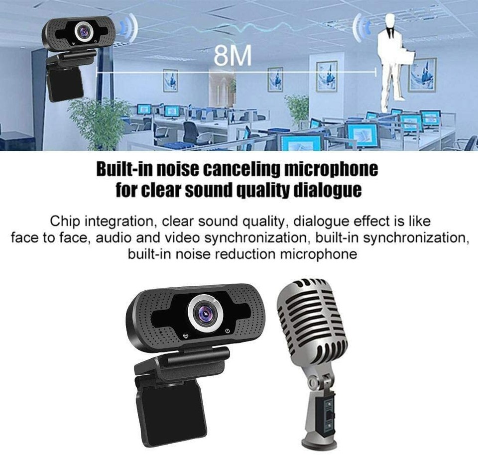 1080P Webcam, NP HD PC Webcam USB Mini Computer Camera Built-in ...