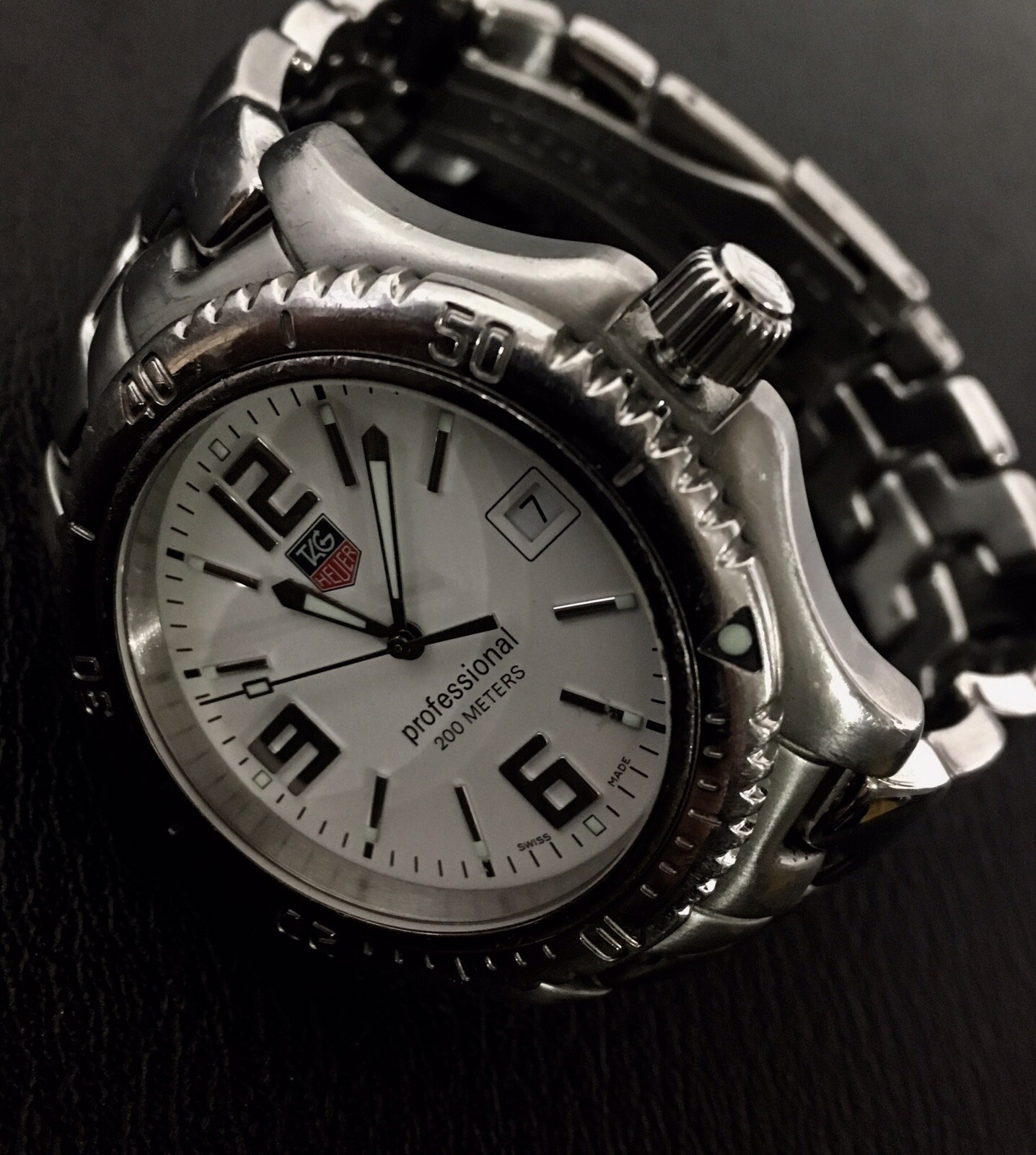 TAG HEUER Professional White Dial Quartz Date Link Stainless Steel ...