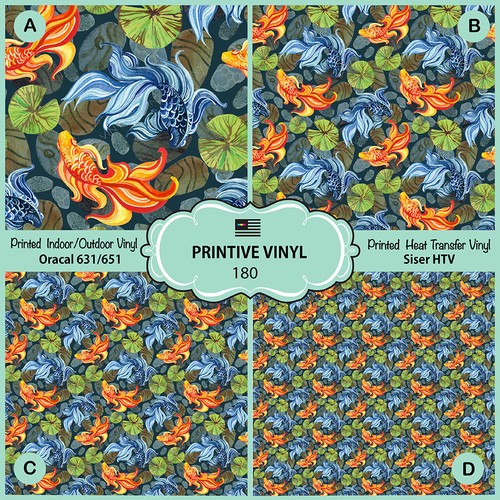 Fishes Pattern HTV, Iron on Vinyl, Printed HTV, Adhesive Vinyl- 180 | eBay