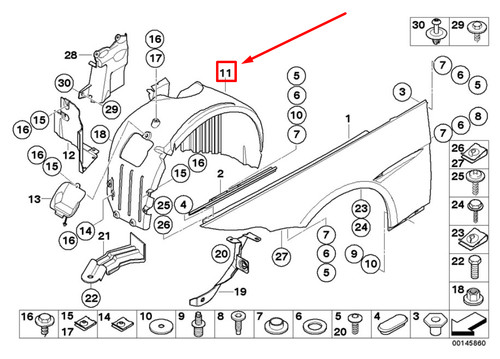 NEW BMW 6 CABRIO E64 FRONT RIGHT INNER FENDER LINING 51717009716 ...