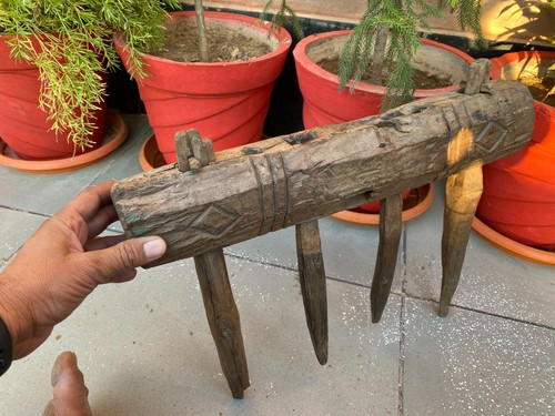 Rare Old Antique Wooden Hand Crafted Harrow Plow Farming Tool ...