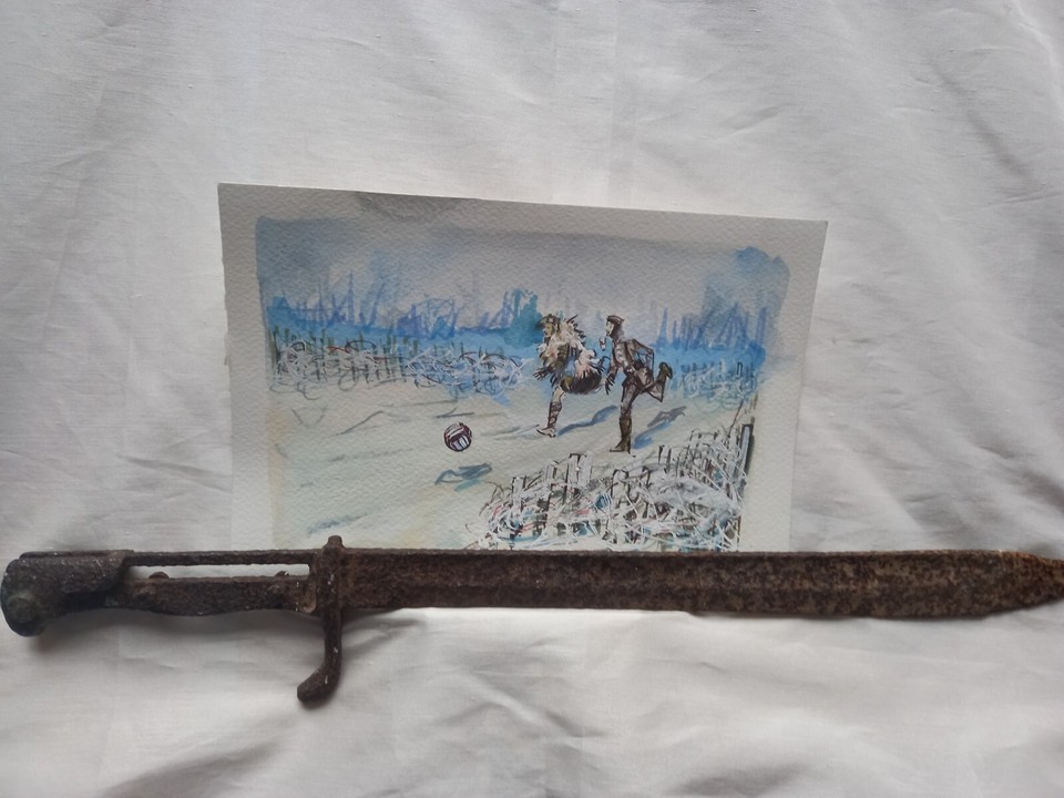 ORIGINAL Artwork The Christmas Truce 1914 football ww1 | eBay UK